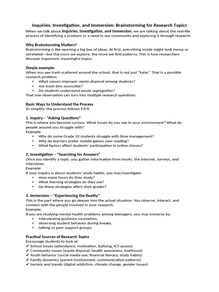 Brainstorming Effective Research Topics | PDF | Quantitative Research ...