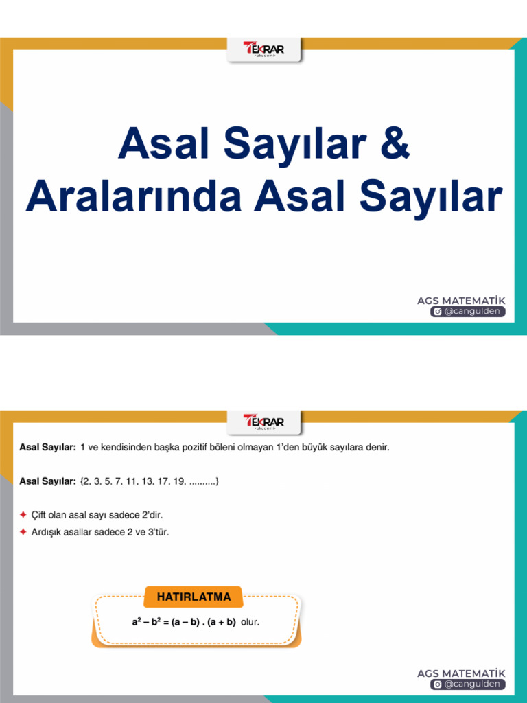 04 Asal Sayılar & Aralarında Asal Sayılar AGS HS | PDF