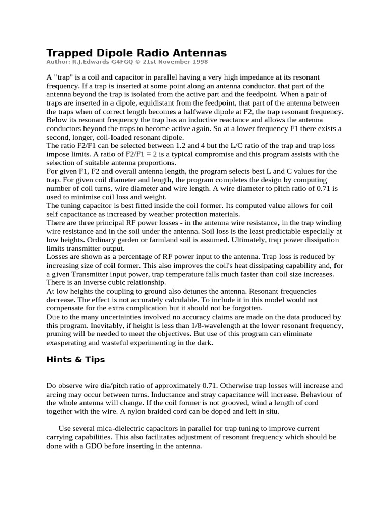Designing Trapped Dipole Antennas | PDF | Antenna (Radio) | Inductor