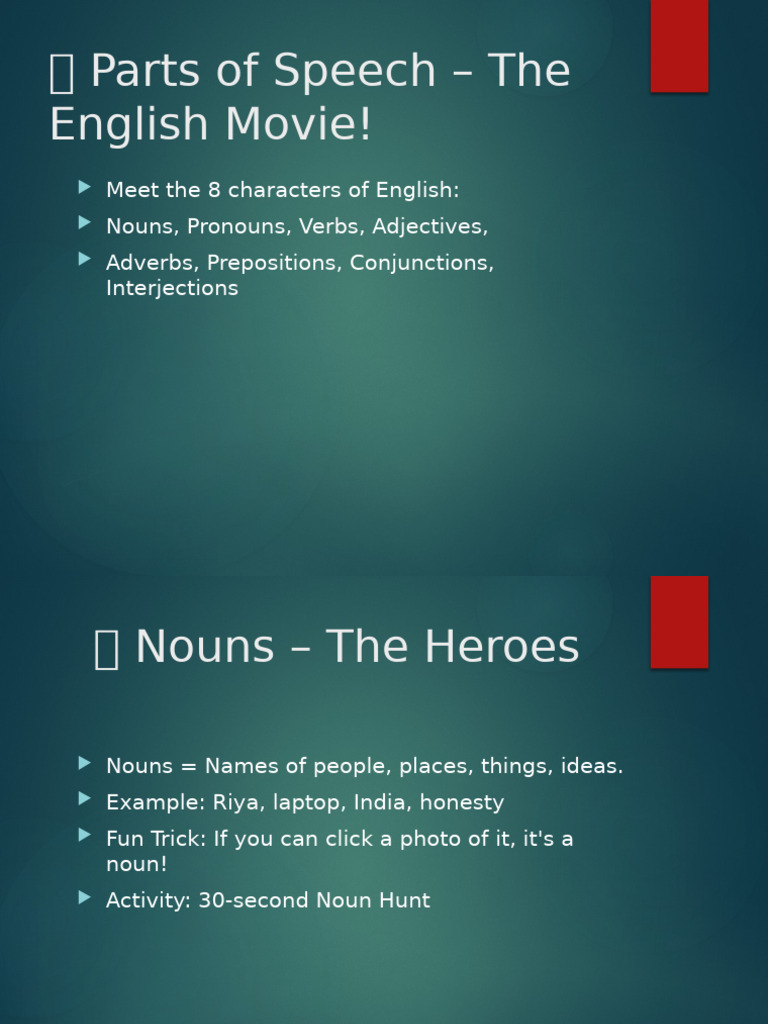 Fun Parts of Speech English | PDF