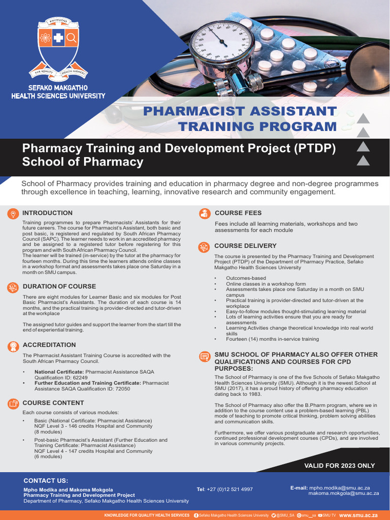 Pharmacist Assis Training Program - 2023 Brochure 07march 2023 | PDF