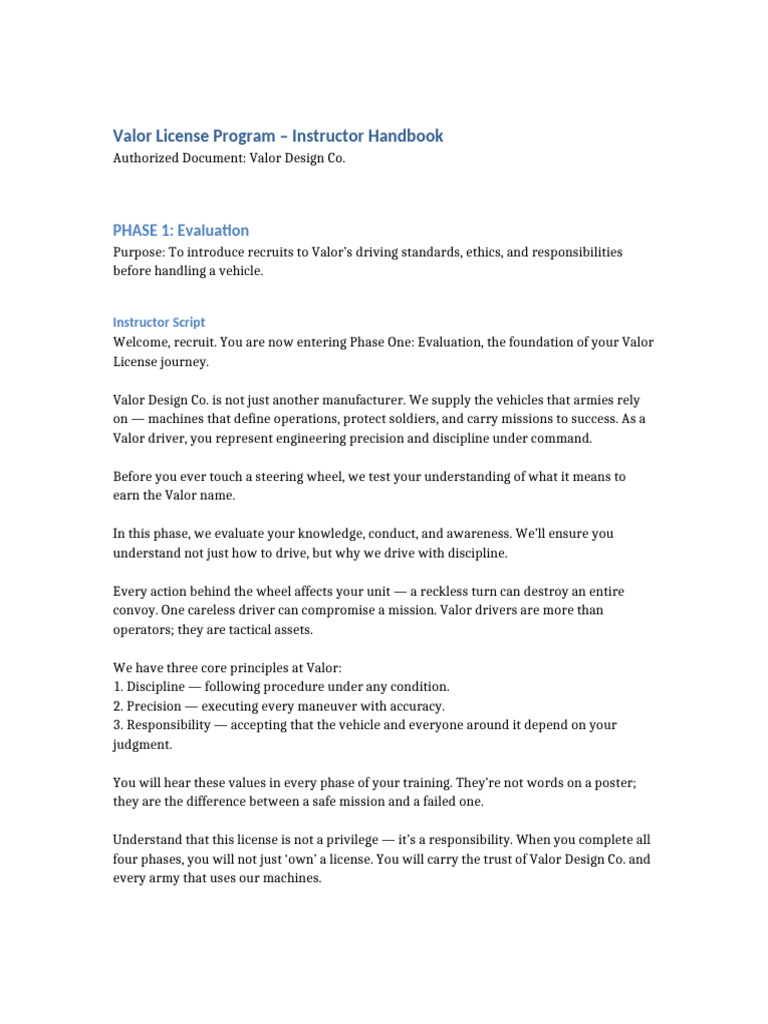 Valor License Program Instructor Guide | PDF | Manual Transmission ...