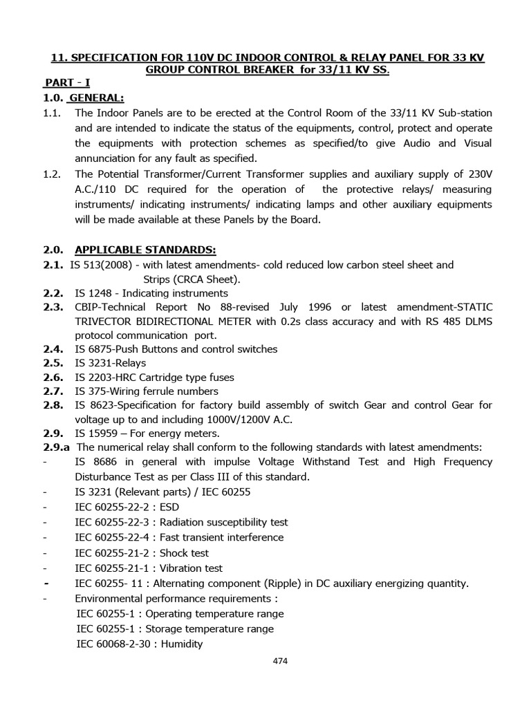 110V DC Control Relay Panel Specs | PDF | Fuse (Electrical ...