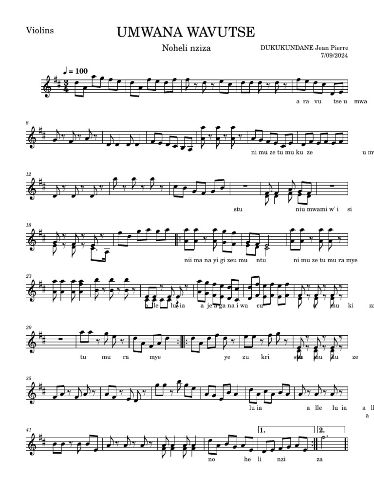 UMWANA WAVUTSE-Violins | PDF