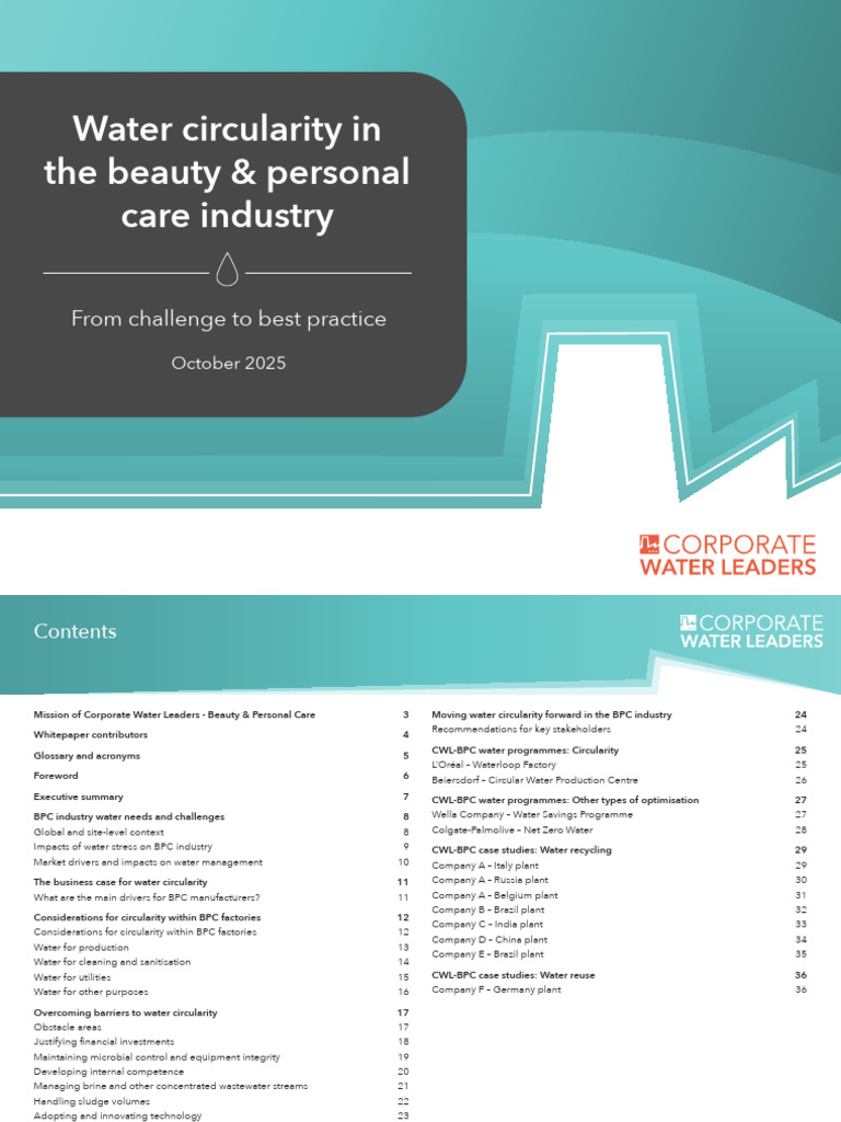 Water Circularity in Beauty Industry | PDF | Reclaimed Water | Sewage ...