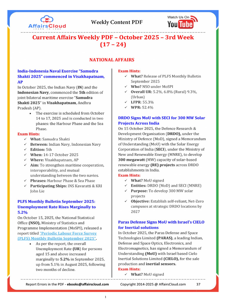 October 3rd Week | PDF