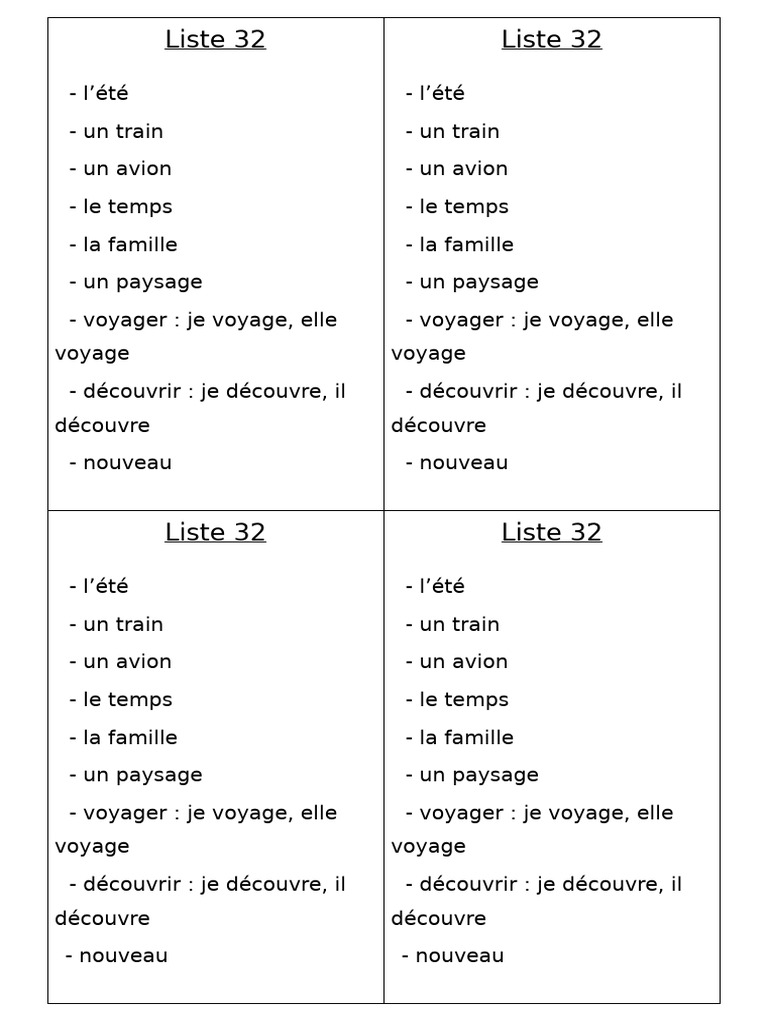 Vocabulaire de voyage en été | PDF