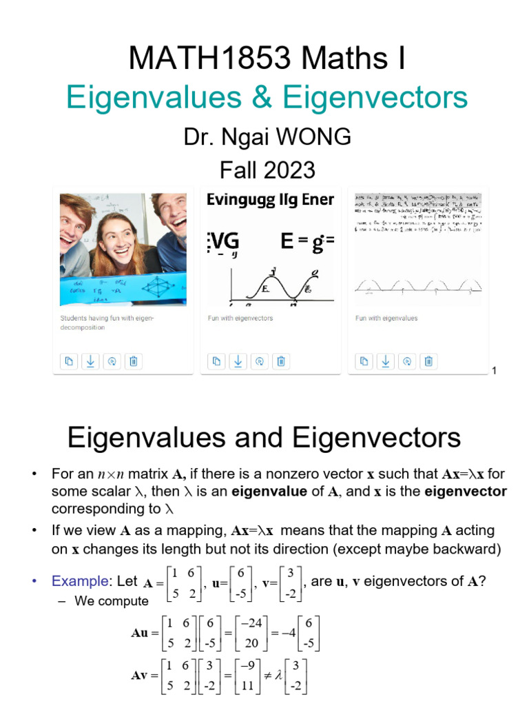 Lec5 Eigenvalues Eigenvectors | PDF | Eigenvalues And Eigenvectors ...