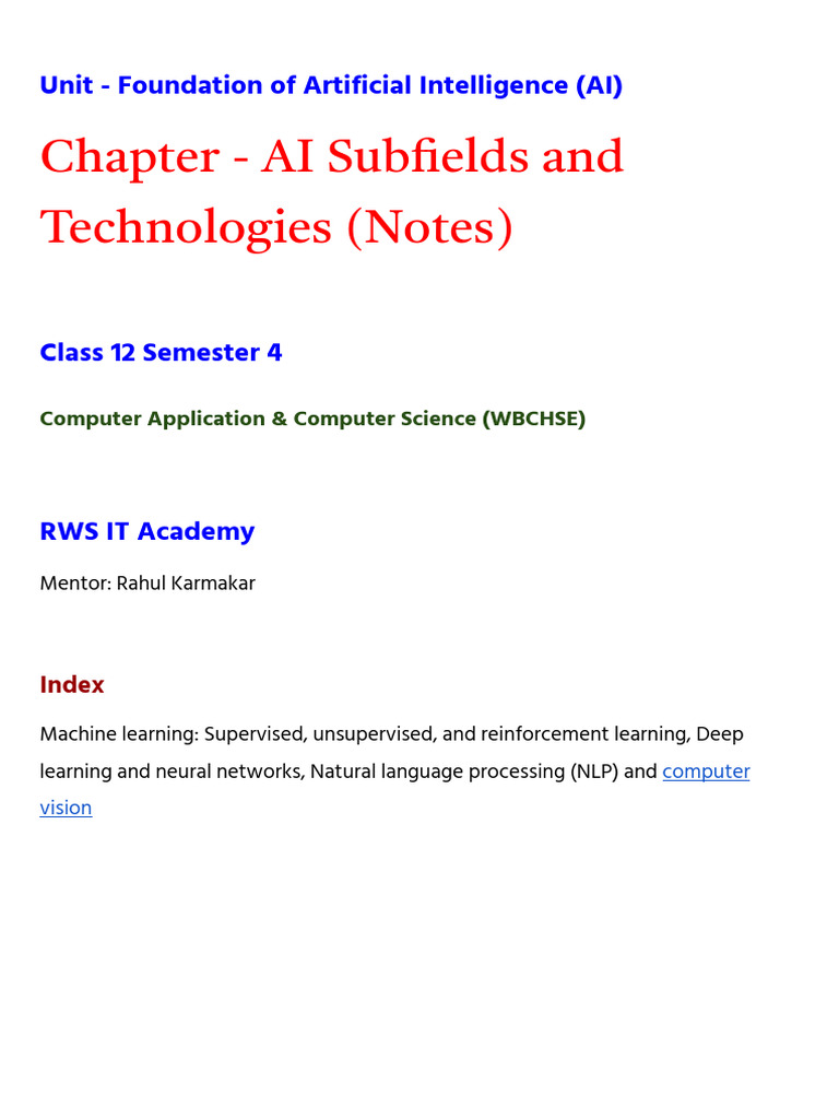 2.2.AI Subfields and Technologies | PDF