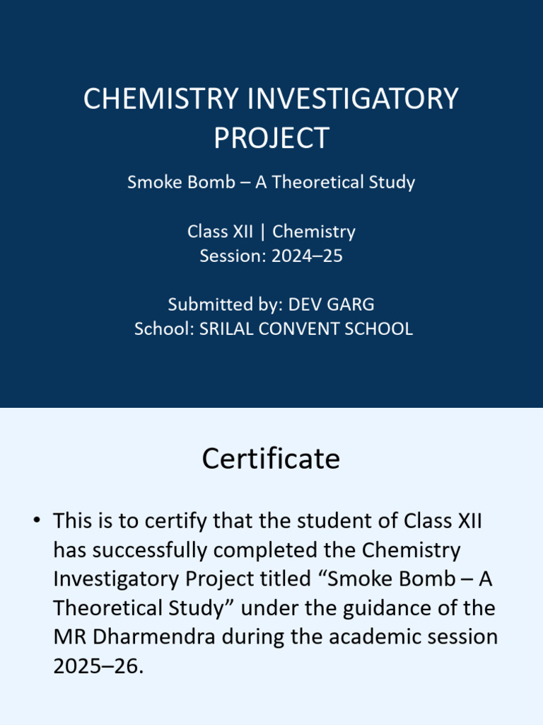 Smoke Bomb Chemistry Study Project | PDF | Smoke | Redox