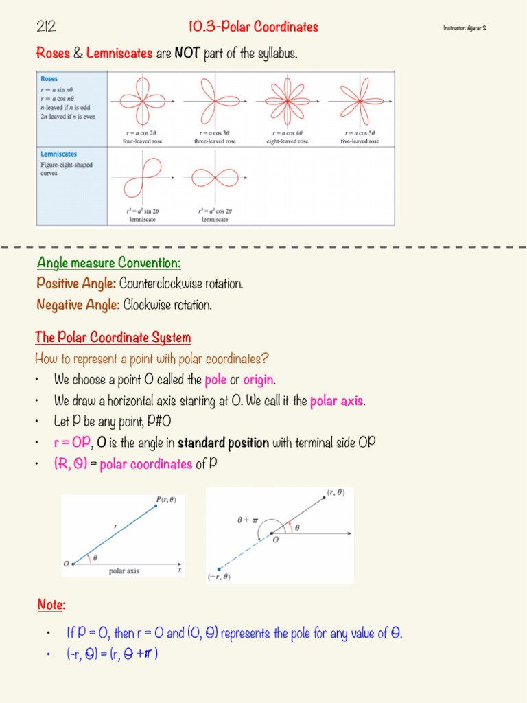 212 10.3 Polar Coordinates Notes | PDF | Space | Elementary Mathematics