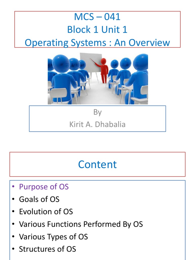 MCS - 041 Block 1 Unit 1 Operating Systems An Overview | PDF | Operating System | Computer Data ...