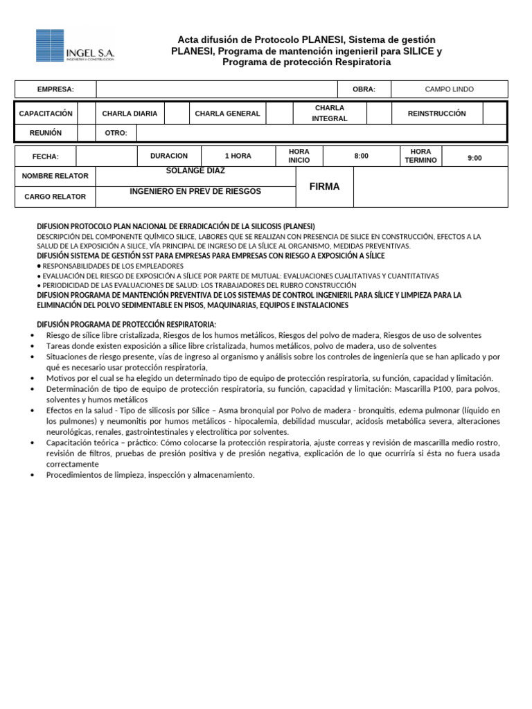 Registro de Difusion de Planesi Empresa Ingel Sa | PDF