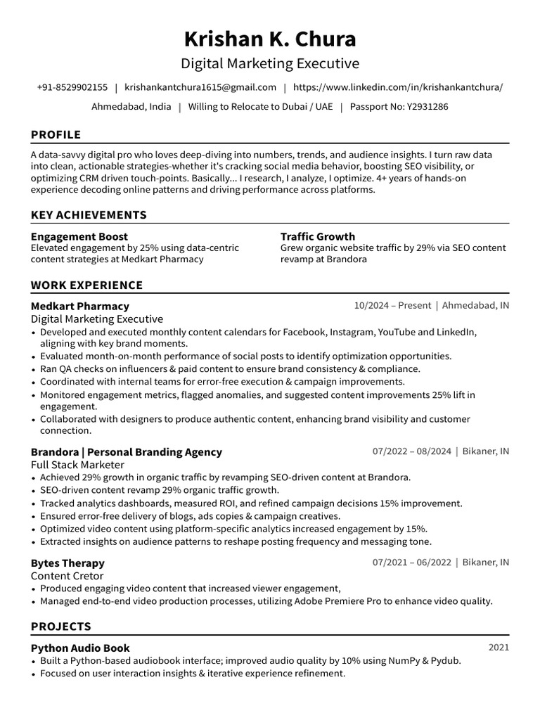 Krishan Kant Chura Resume | PDF | Digital Marketing | Analytics