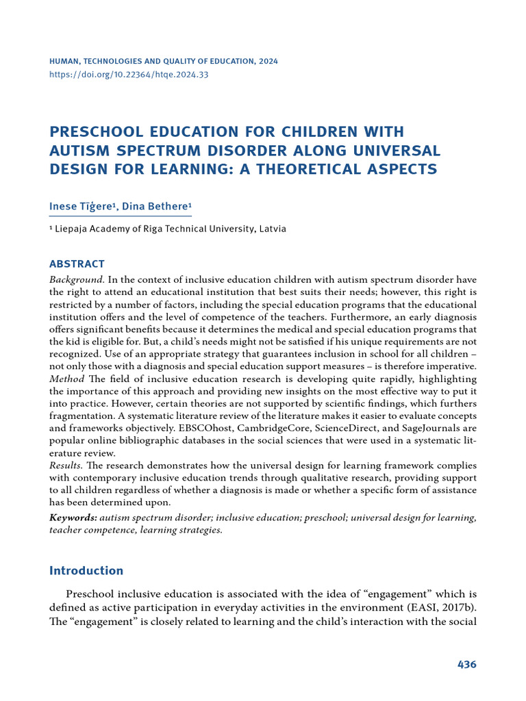 Inclusive Preschool Education for ASD | PDF | Inclusion (Education ...