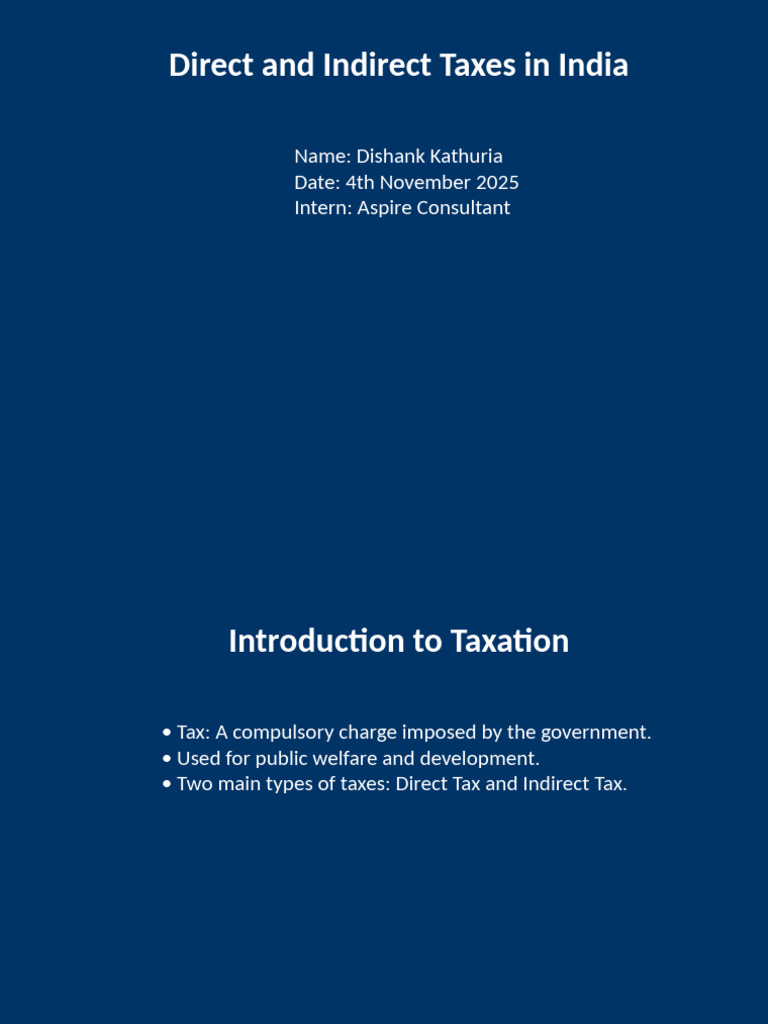 Direct and Indirect Taxes Presentation | PDF