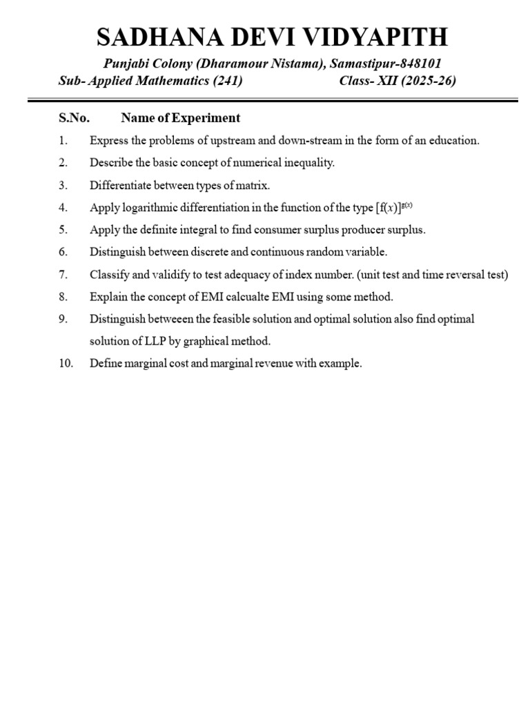 Applied Mathematics Practical | PDF
