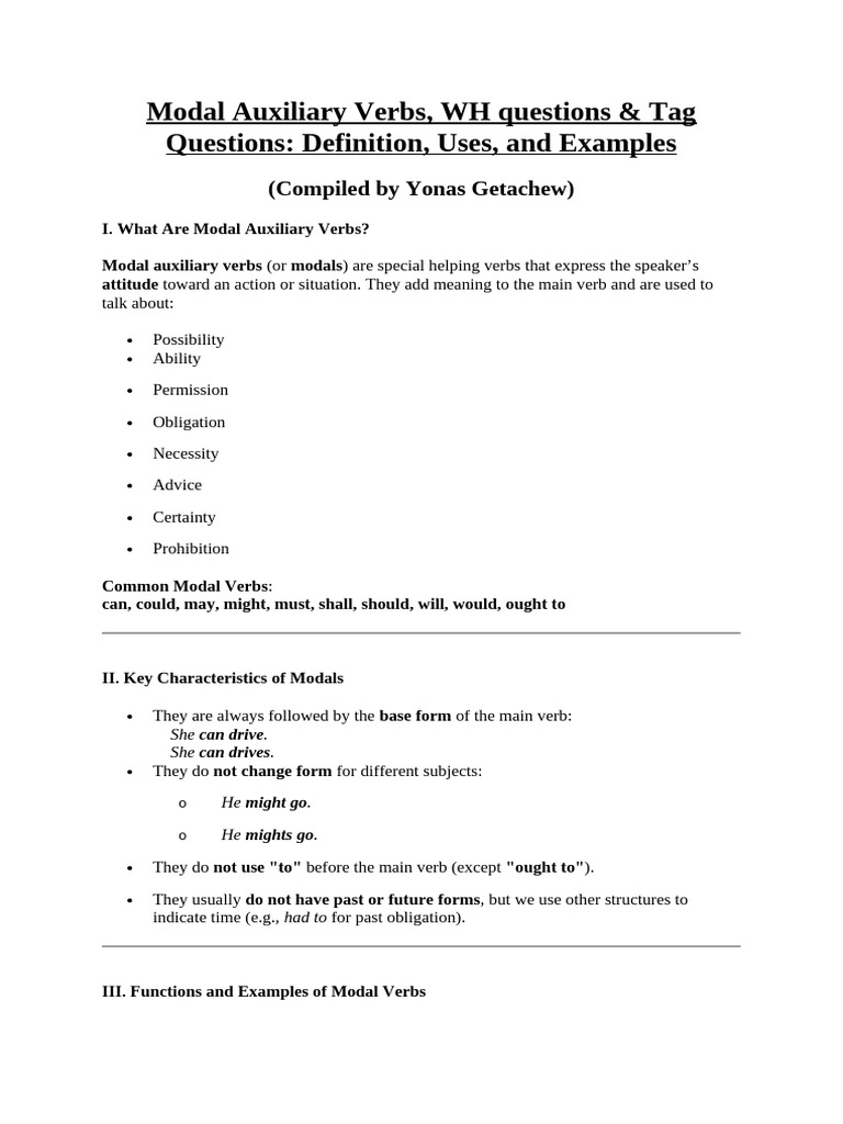 Notes_on_Modal_Auxiliary_Verbs,_WH_questions_&_Tag_Questions | PDF ...