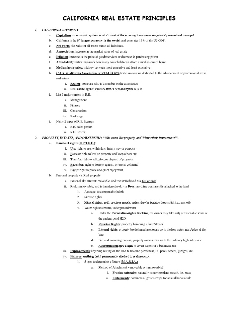 California Real Estate Principles | PDF | Concurrent Estate | Lease