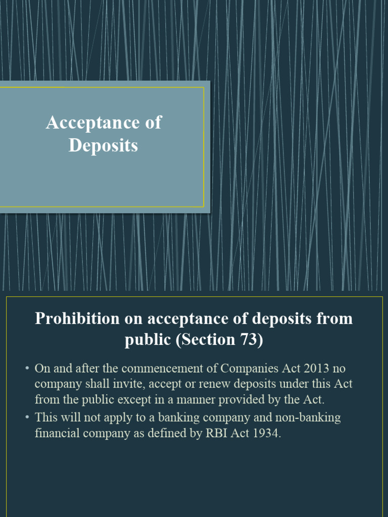 Acceptance of Deposits Unit II | PDF