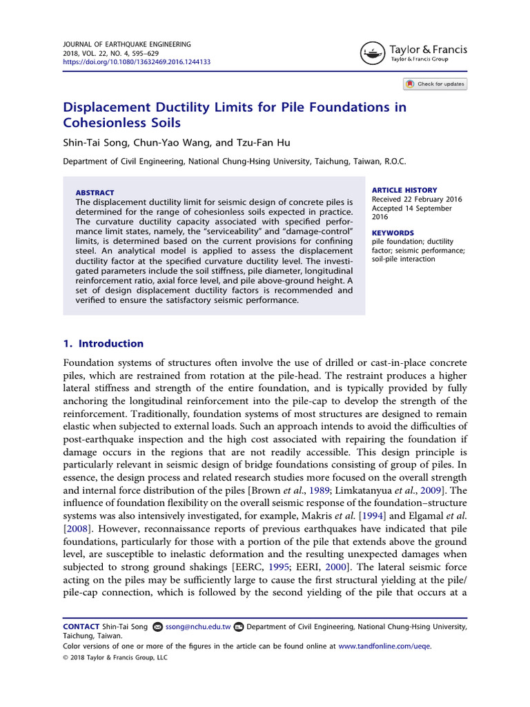 Displacement Ductility for Pile Foundations | PDF | Deformation ...