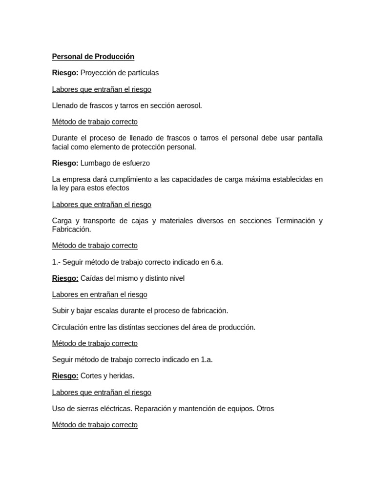 Personal de Producción 1 | PDF
