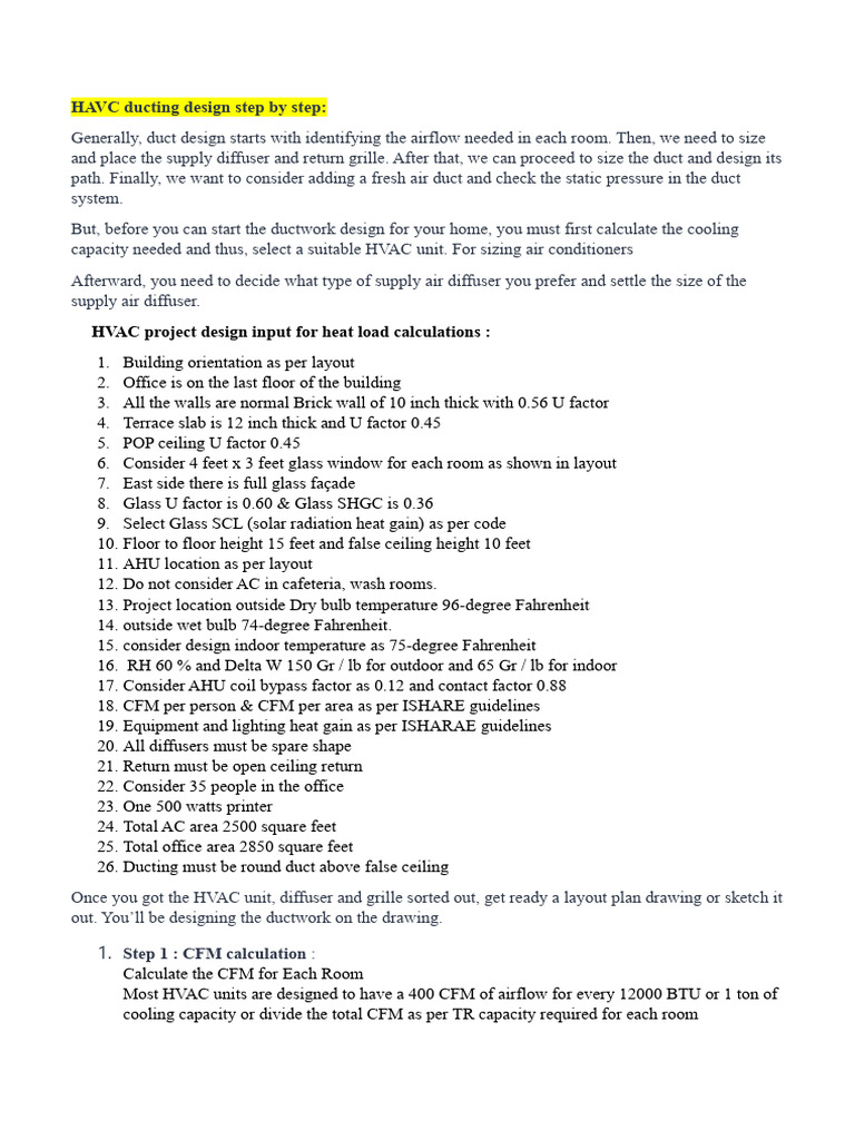 Step-by-Step HVAC Duct Design Guide | PDF | Duct (Flow) | Applied And ...