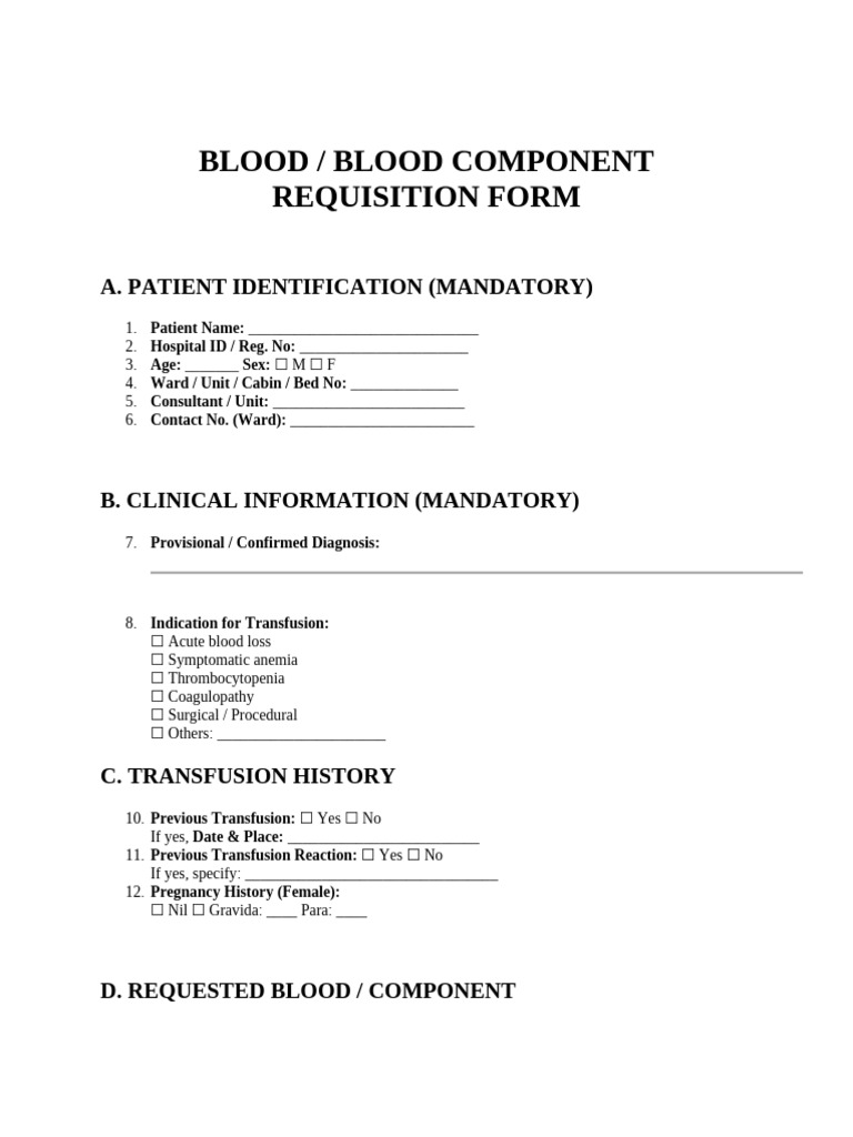 Blood Requisition Form | PDF