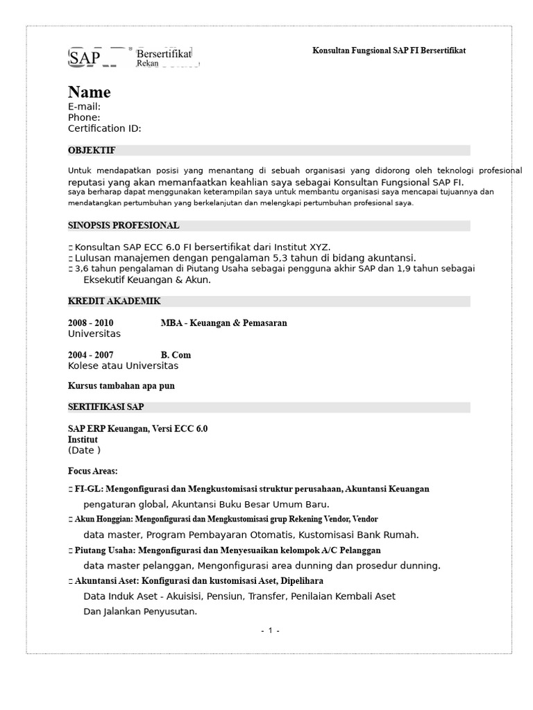 Konsultan SAP FI Bersertifikat Berpengalaman | PDF