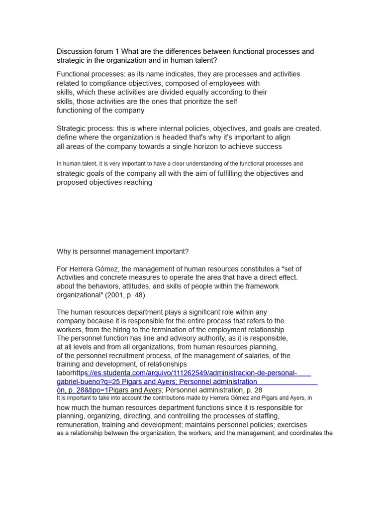 Functional vs. Strategic Processes in HR | PDF | Human Resource ...