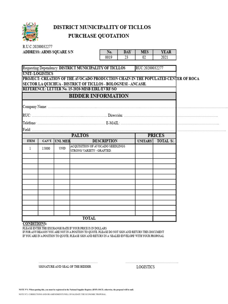 Quotation Document For Purchase of Fruit Trees | PDF