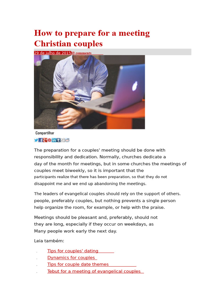 How To Prepare A Meeting For Christian Couples | PDF