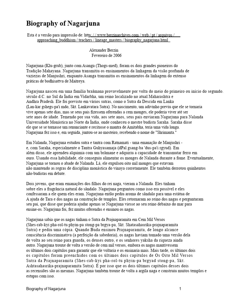 Biografia de Nagarjuna | PDF | Espiritualidade | Filosofia Oriental