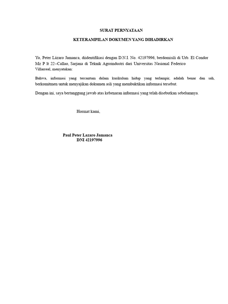 SURAT PERNYATAAN | PDF
