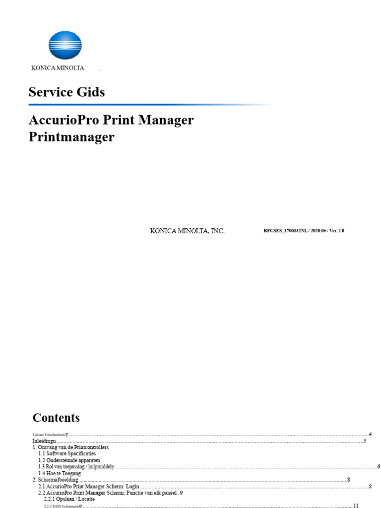 Accurio Pro Print Manager Service Gids | PDF