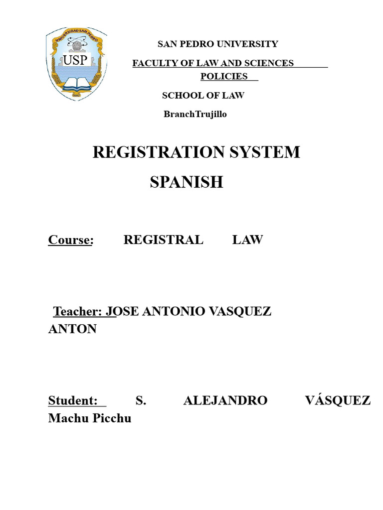 Spanish Registry System Work | PDF | Property | Domain Name Registrar