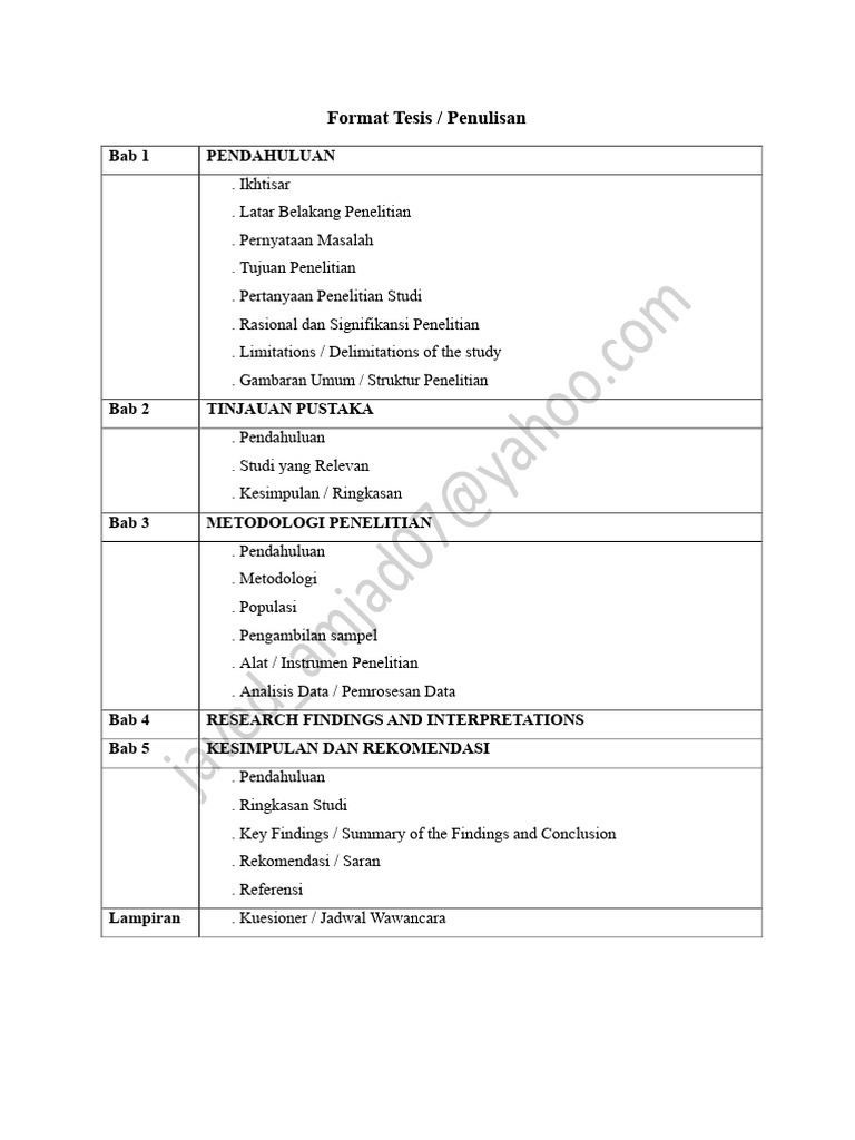 Panduan Penulisan Tesis Lengkap | PDF
