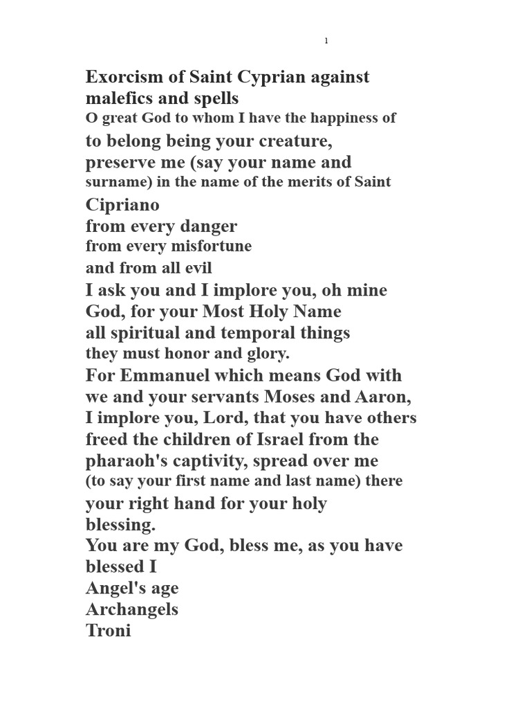 Exorcism of Saint Cyprian Against Curses and Spells | PDF | Jesus ...