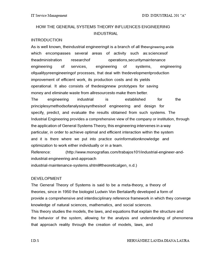 General Systems Theory in Industrial Engineering | PDF | Systems Theory ...