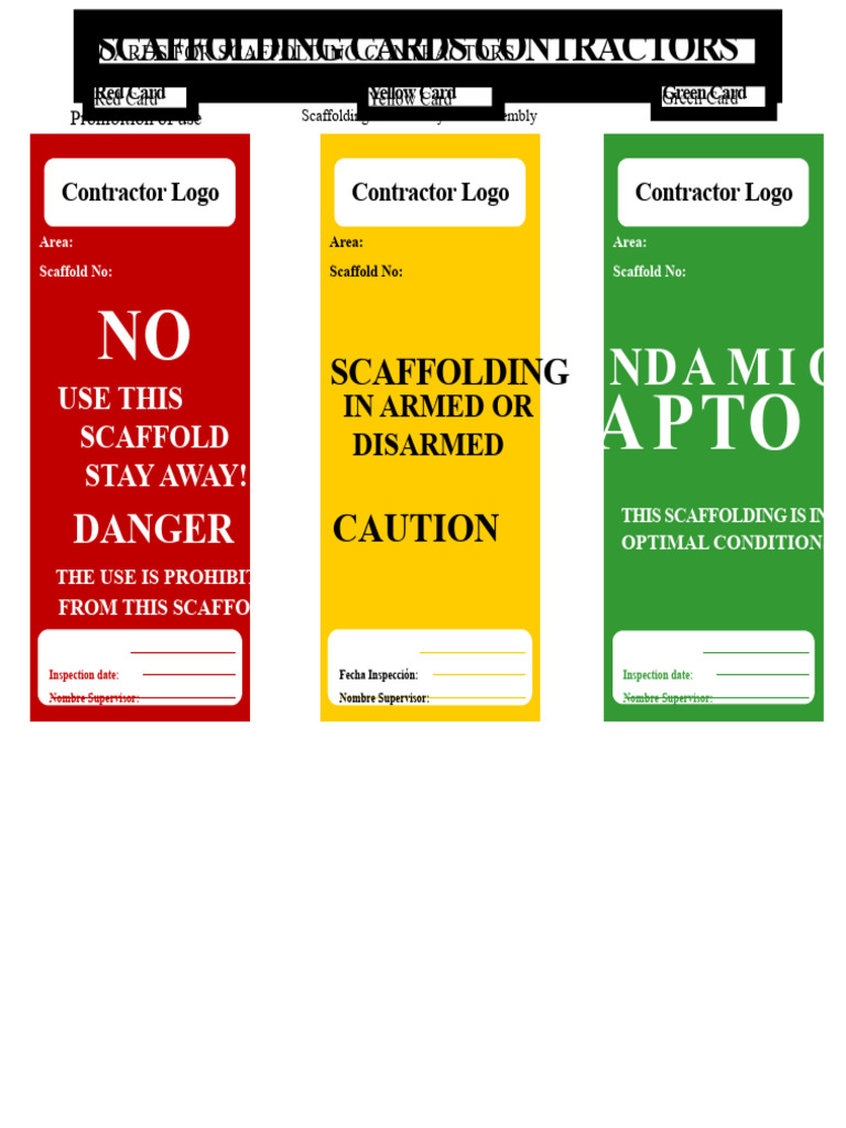 Scaffolding Safety Card Guidelines | PDF