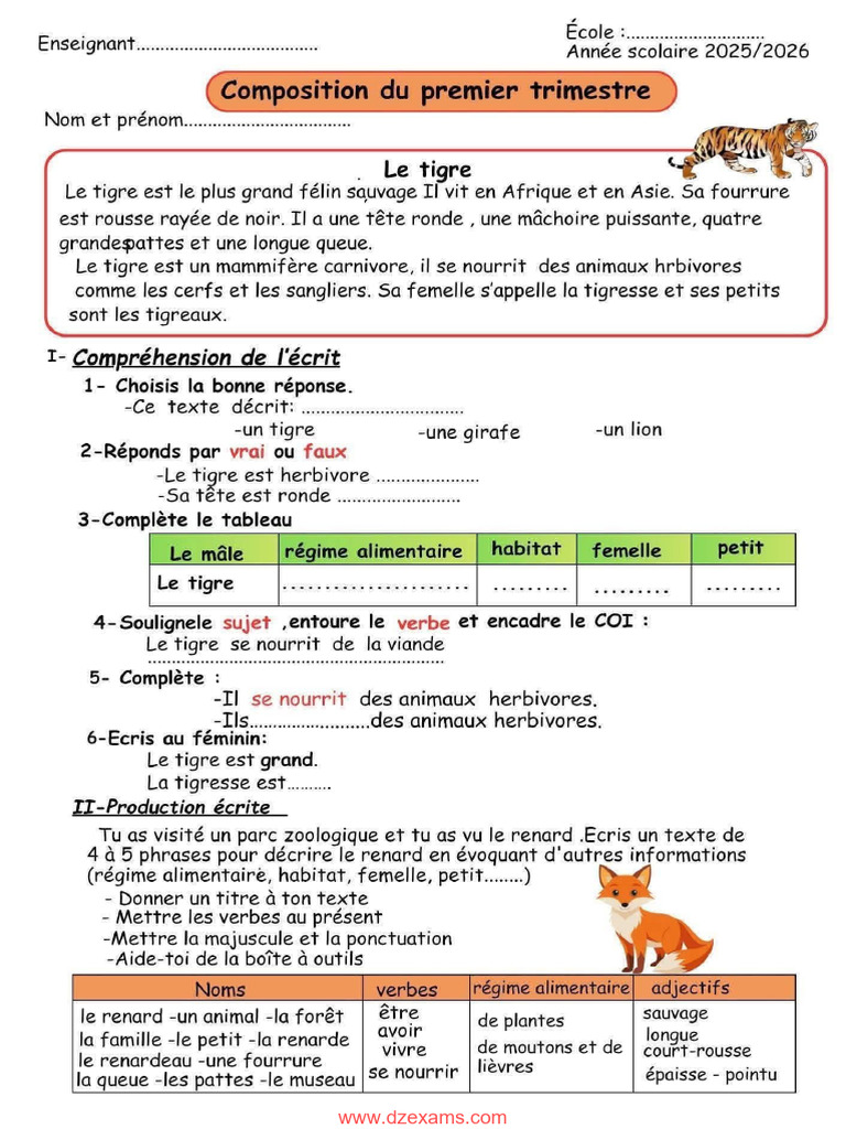 Dzexams 5ap Francais 260282 | PDF