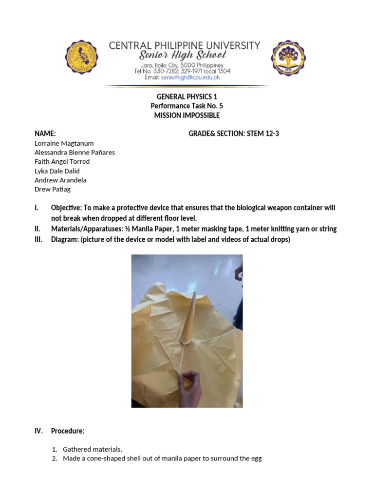 Performance Task 5 Mission Impossible | PDF