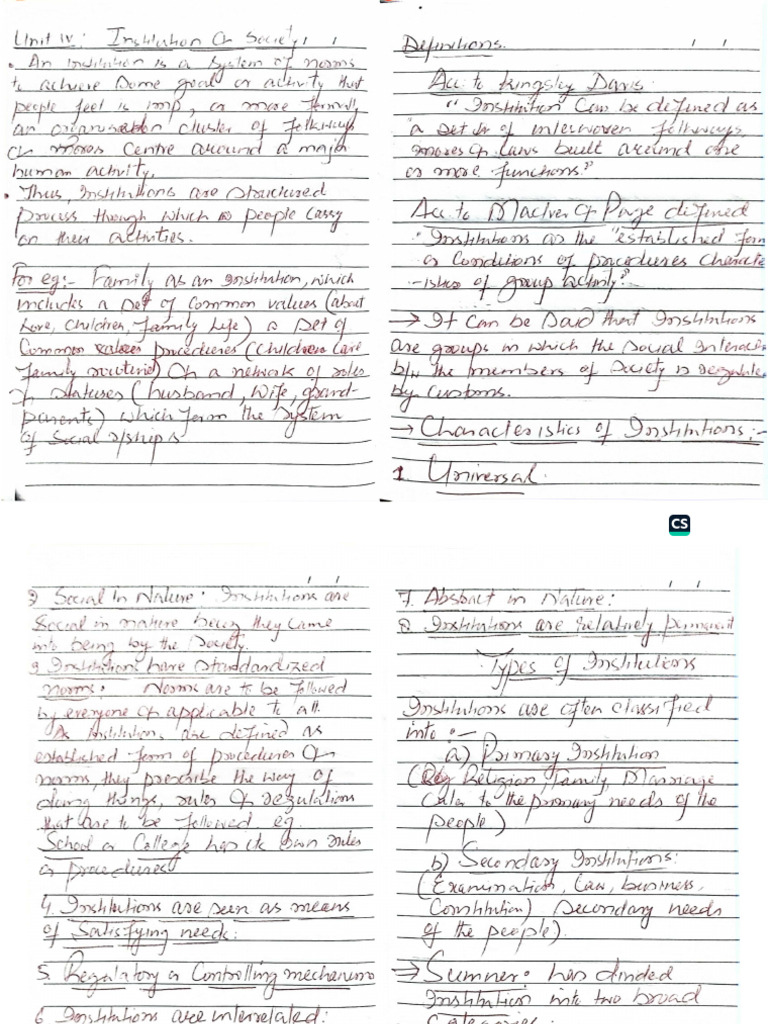 Unit 4 Institution, Meaning, Characteristics &type | PDF