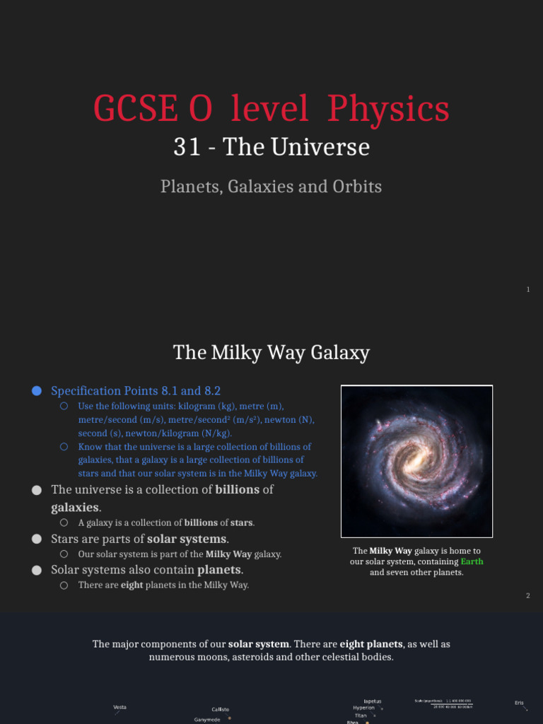 IGCSE Physics the Universe (2) | PDF | Orbit | Gravity