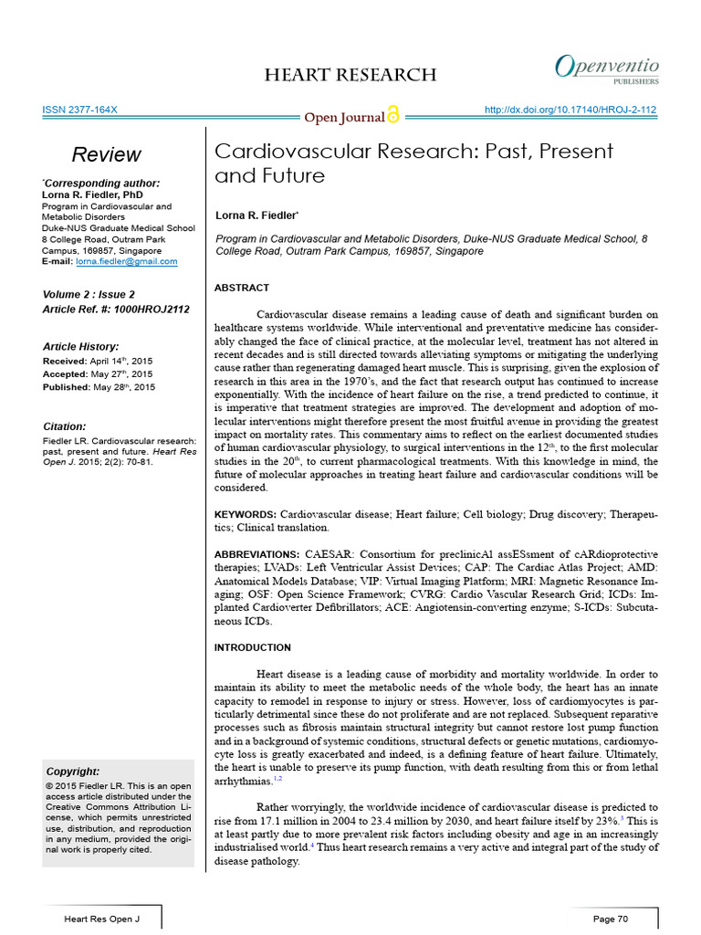 Cardiovascular Research Past Present and Future HROJ 2 112 | PDF ...