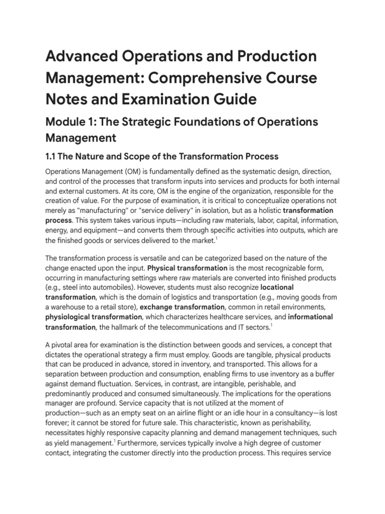 Operations Management Course Notes | PDF | Moving Average | Errors And ...