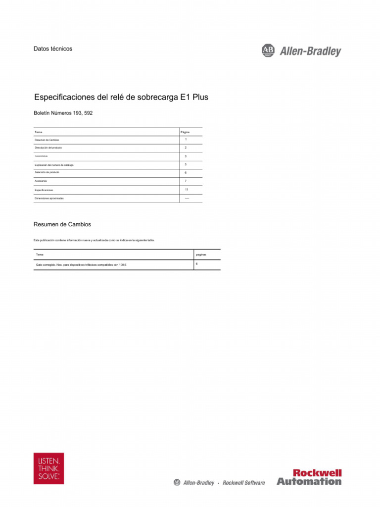 Especificaciones del Relé E1 Plus | PDF | Relé | Bienes manufacturados
