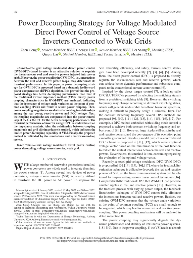 Power Decoupling Strategy For Voltage Modulated Direct Power Control of ...