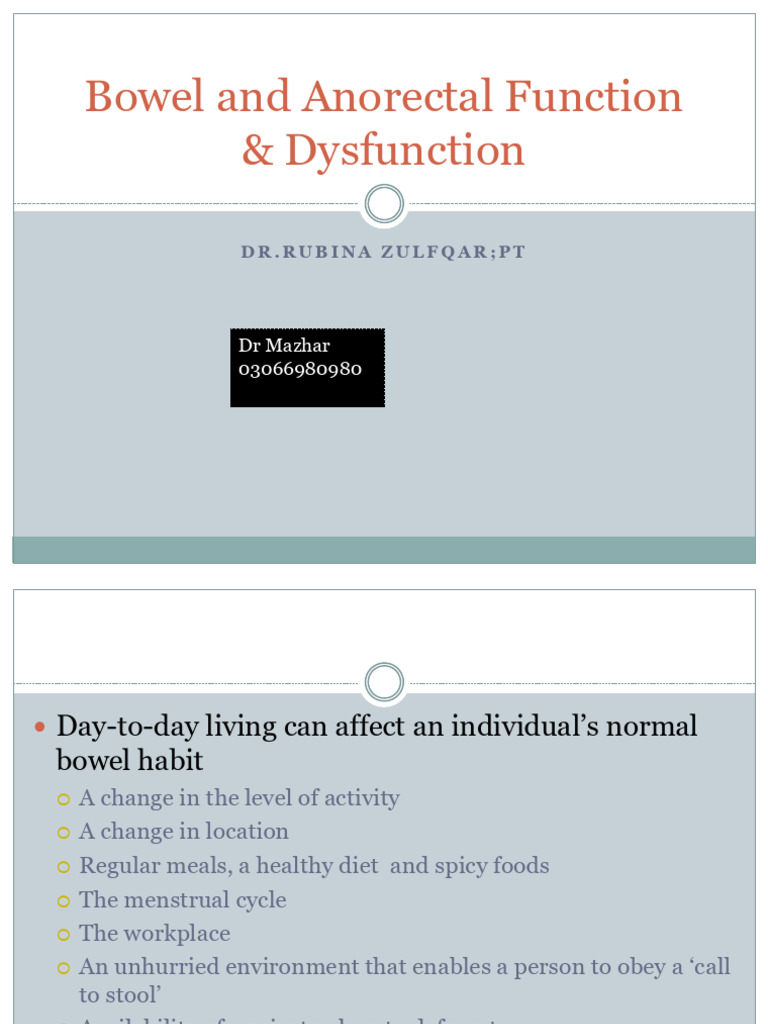 Bowel and Anorectal Function and Dysfunction . DR Mazhar 03066980980 ...