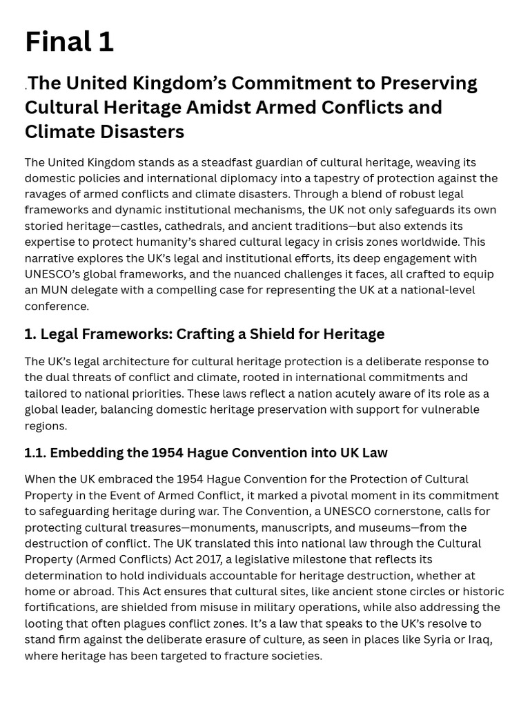 UK Heritage Protection in Crisis Situations | PDF | Climate Resilience ...